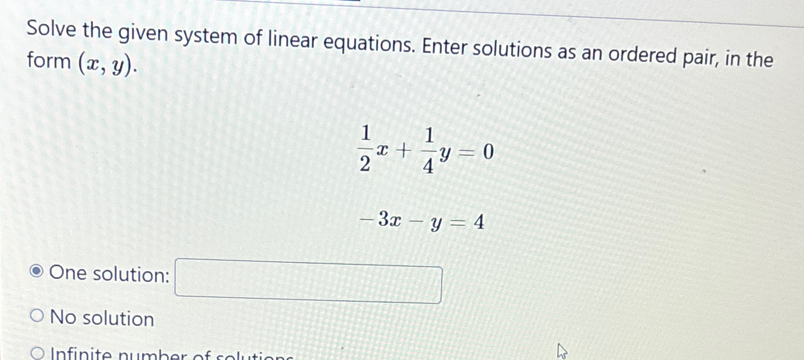 Solved Solve the given system of linear equations. Enter | Chegg.com
