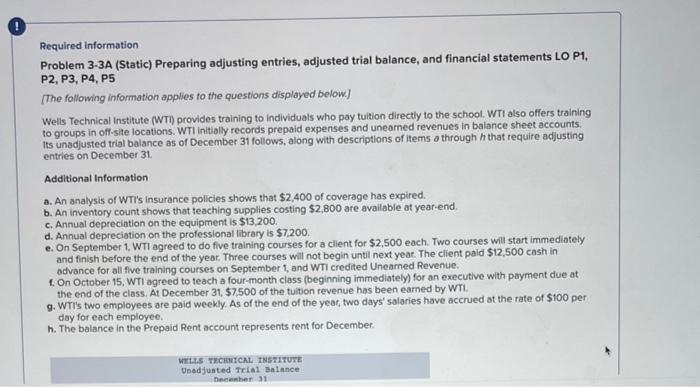 Solved Required information Problem 3-3A (Static) Preparing | Chegg.com