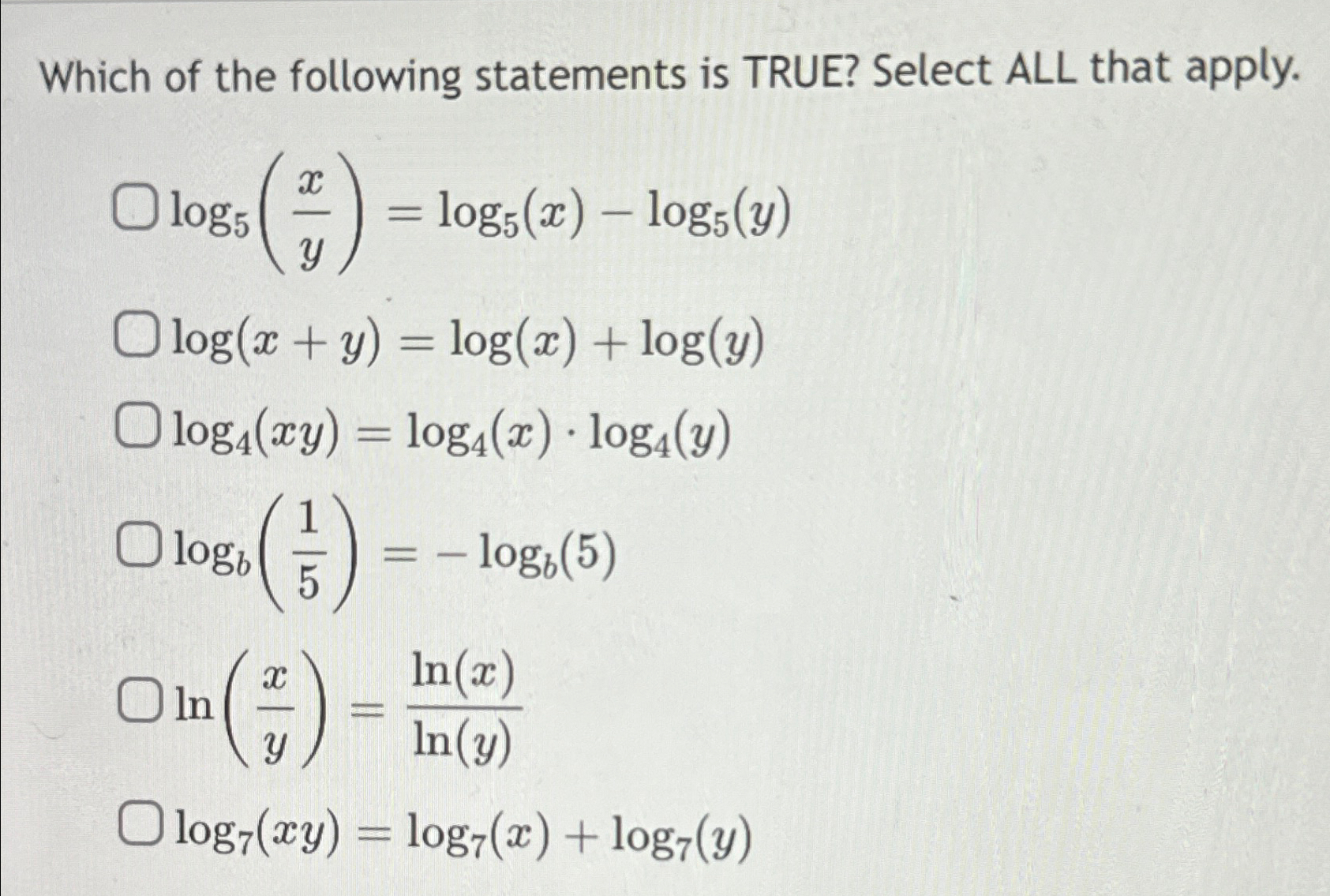 Solved Which of the following statements is TRUE? Select ALL | Chegg.com