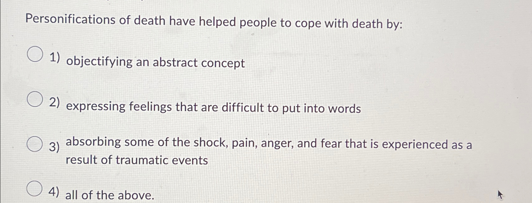 Solved Personifications of death have helped people to cope | Chegg.com