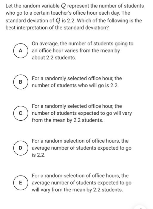 Solved Let the random variable Q represent the number of | Chegg.com