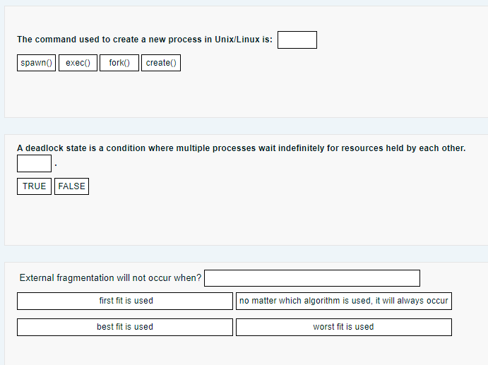 Solved The command used to create a new process in | Chegg.com