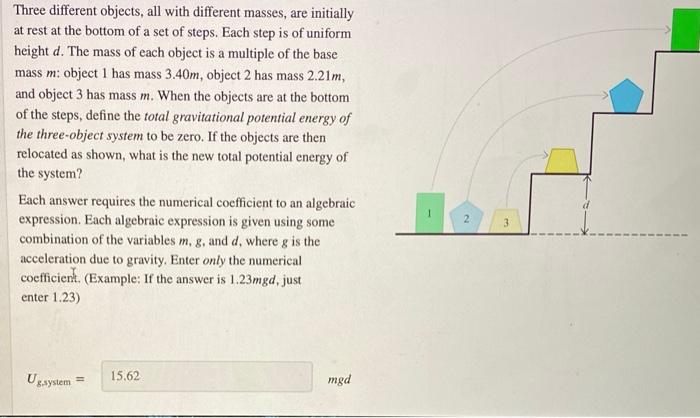 Solved Three different objects, all with different masses, | Chegg.com