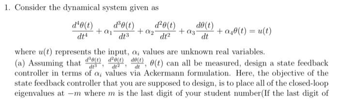 Solved 1. Consider the dynamical system given as | Chegg.com