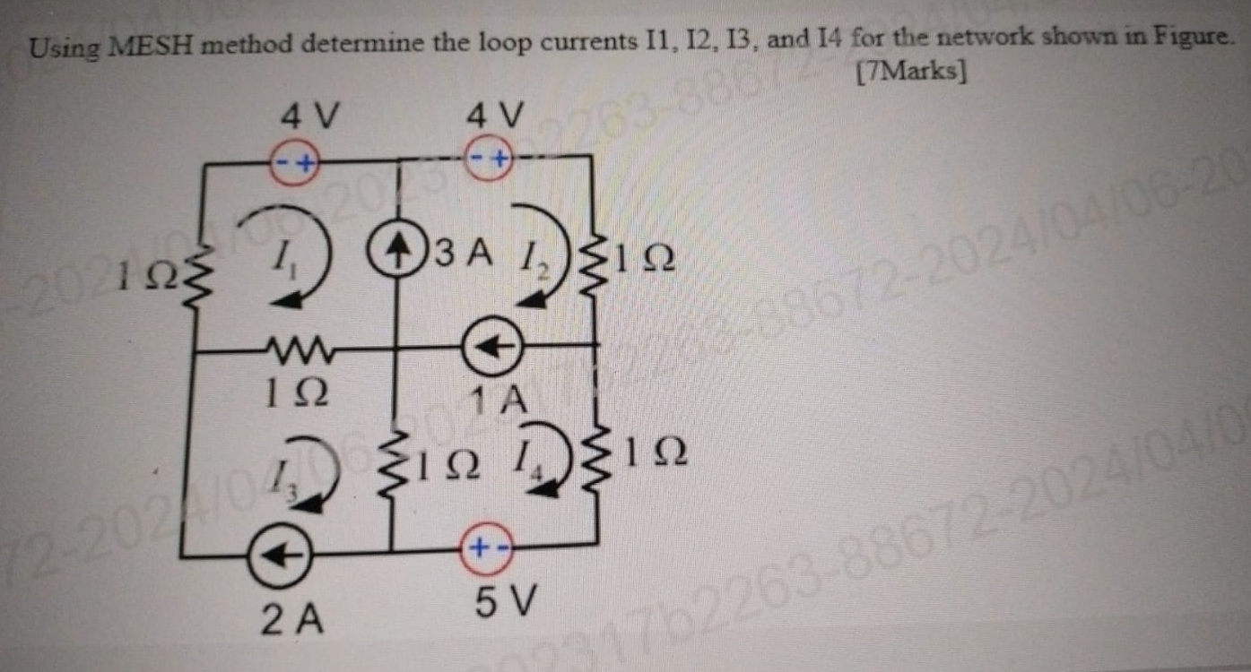 Solved Using Mesh Method Determine The Loop Currents I1 9899