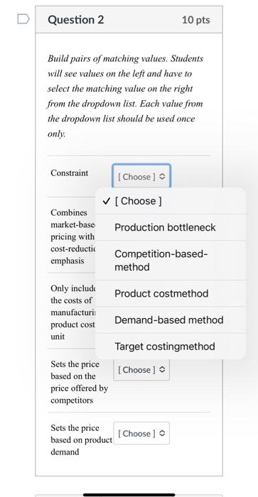 Solved Build pairs of matching values. Students will see | Chegg.com