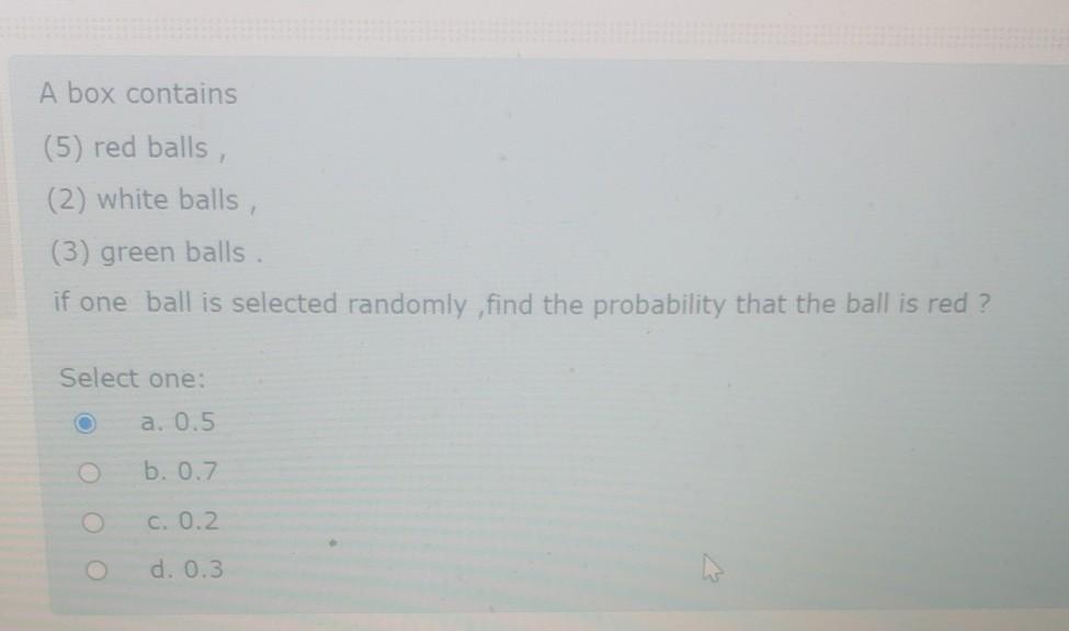 Solved A box contains (5) red balls, (2) white balls, (3) | Chegg.com