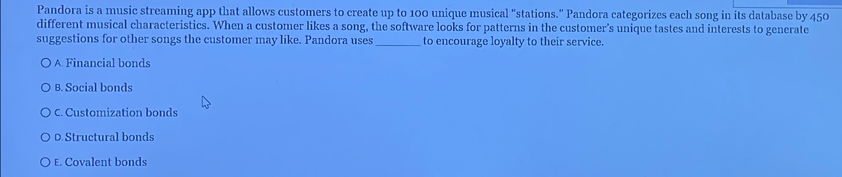 Solved Pandora is a music streaming app that allows | Chegg.com