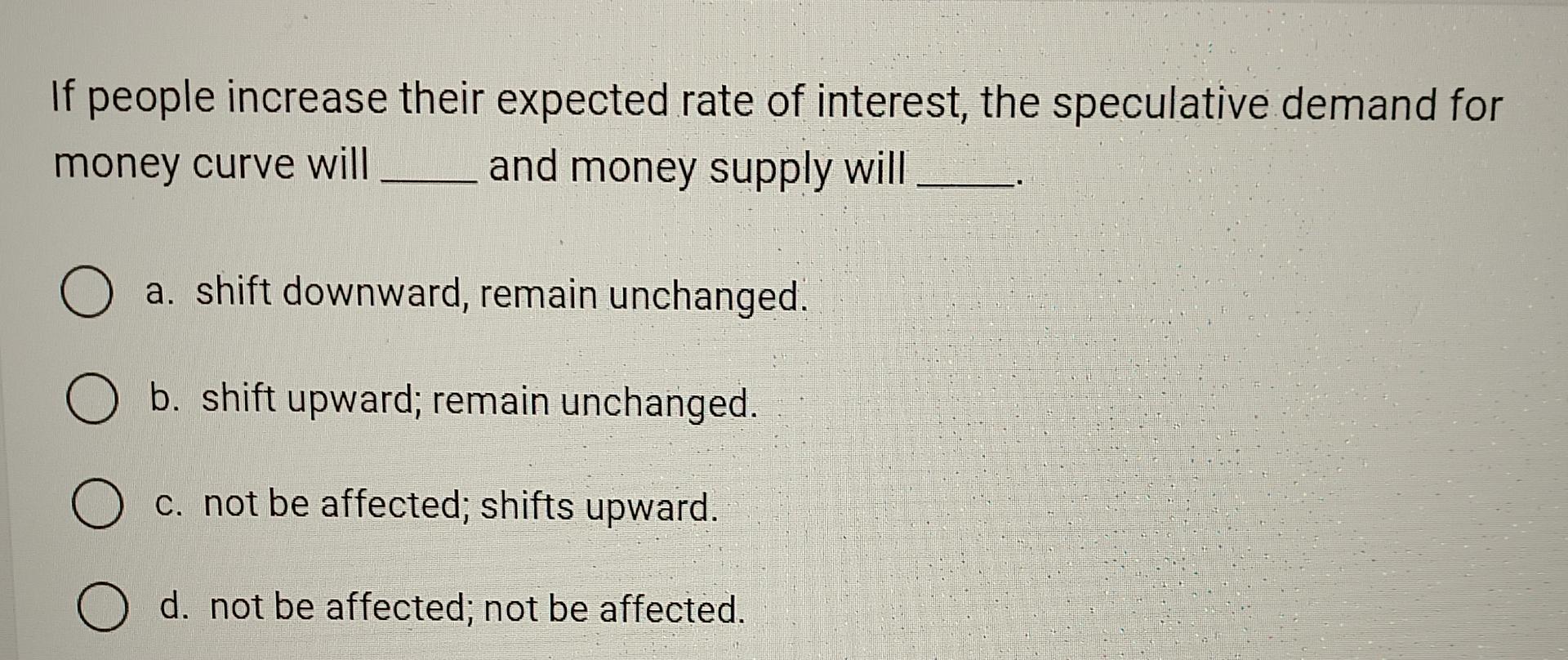Solved If people increase their expected rate of interest, | Chegg.com