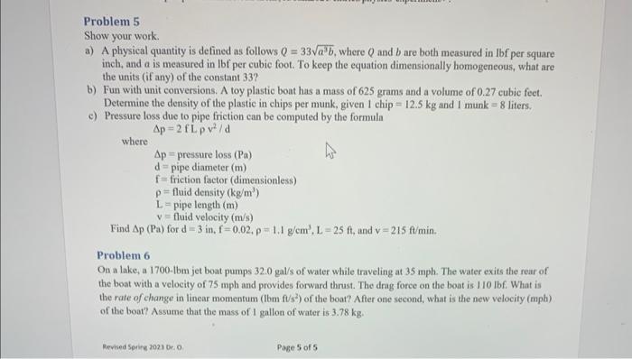 Solved Show your work. a) A physical quantity is defined as | Chegg.com