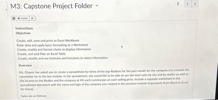 Solved M3: Capstone Project Folder Instructions Objectives | Chegg.com