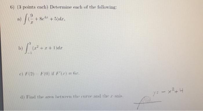 Solved 6) (3 points cach) Determine each of the following: a | Chegg.com