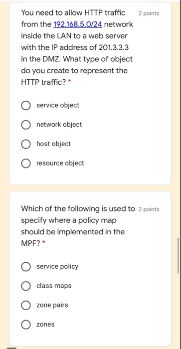 Solved 2 points There is an implicit deny for traffic | Chegg.com