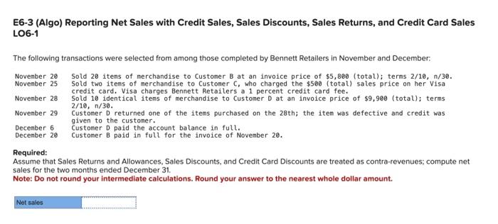 Solved E6-23 (Algo) Recording, Reporting, and Evaluating a | Chegg.com