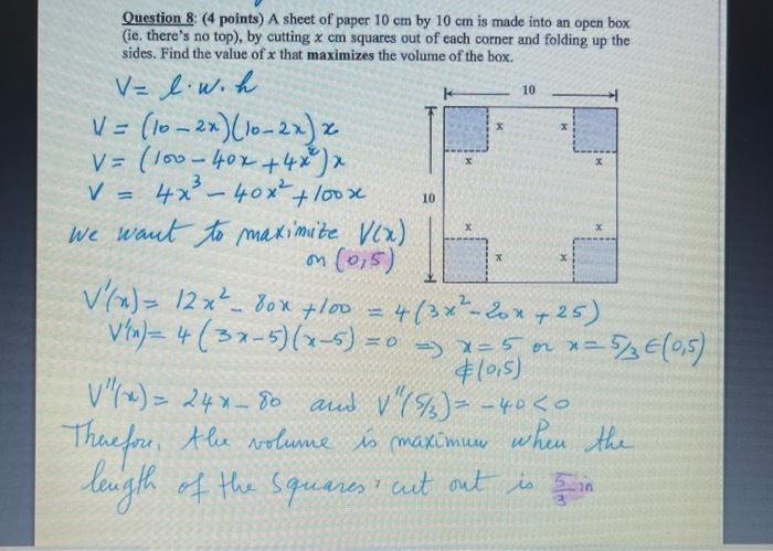 Solved Question 8: ( 4 points) A sheet of paper 10 cm by 10 | Chegg.com