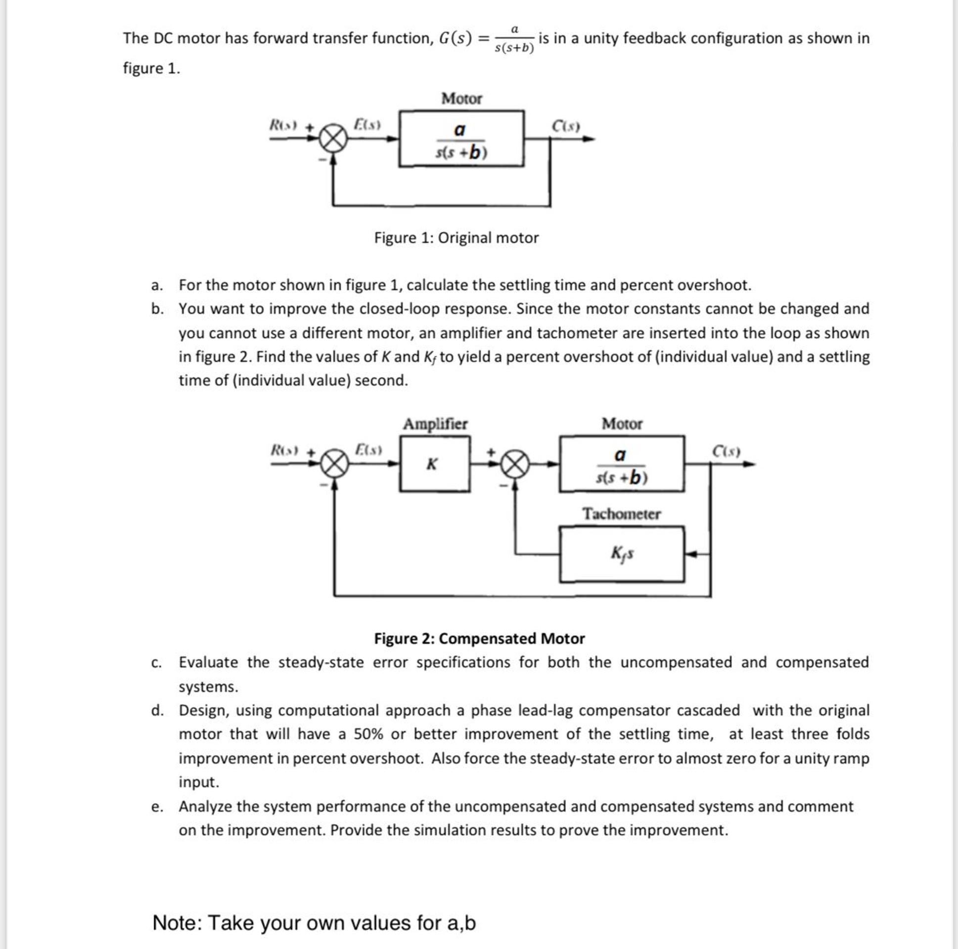 Solved The DC motor has forward transfer function, | Chegg.com