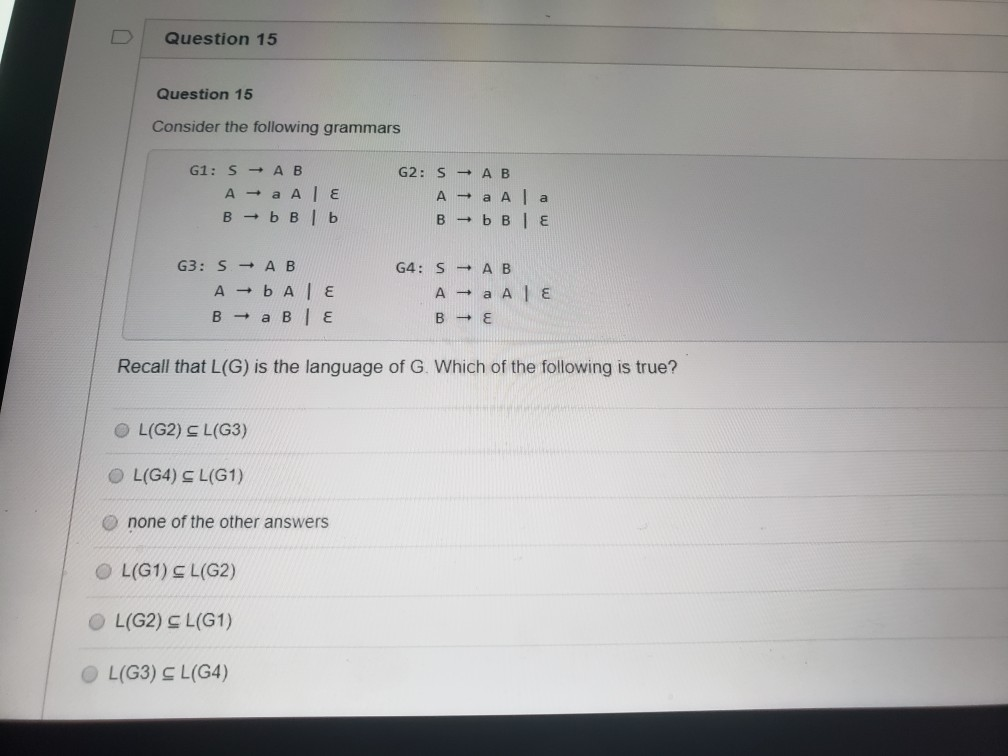 Solved Question 15 Question 15 Consider the following | Chegg.com