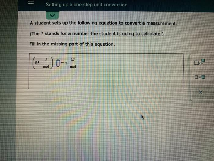 Solved Setting up a one-step unit conversion A student sets | Chegg.com