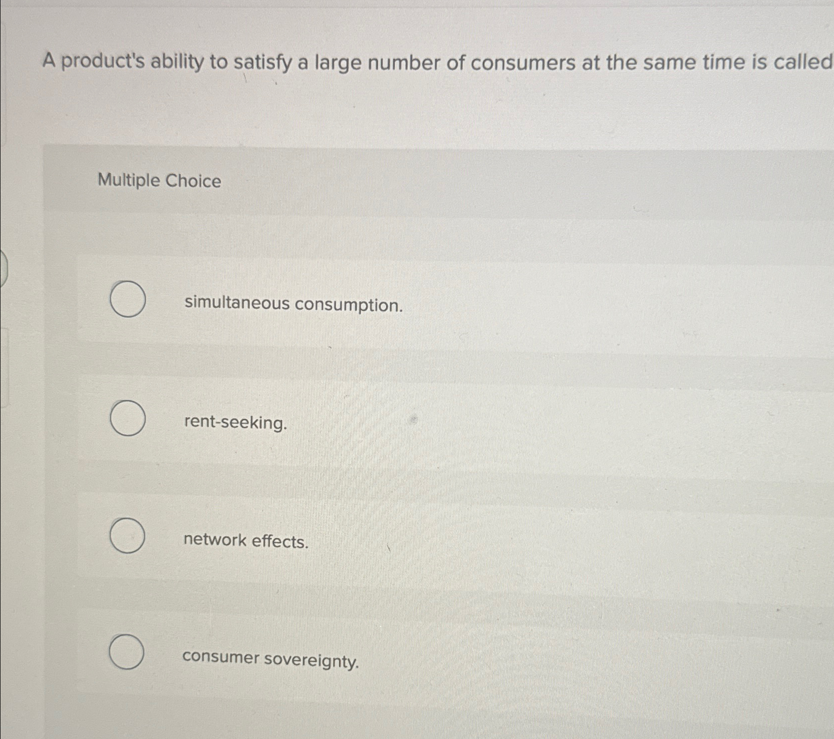 Solved A product's ability to satisfy a large number of | Chegg.com