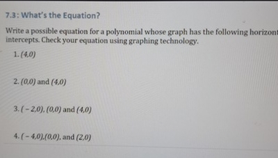 7.3: What's the Equation?Write a possible equation | Chegg.com