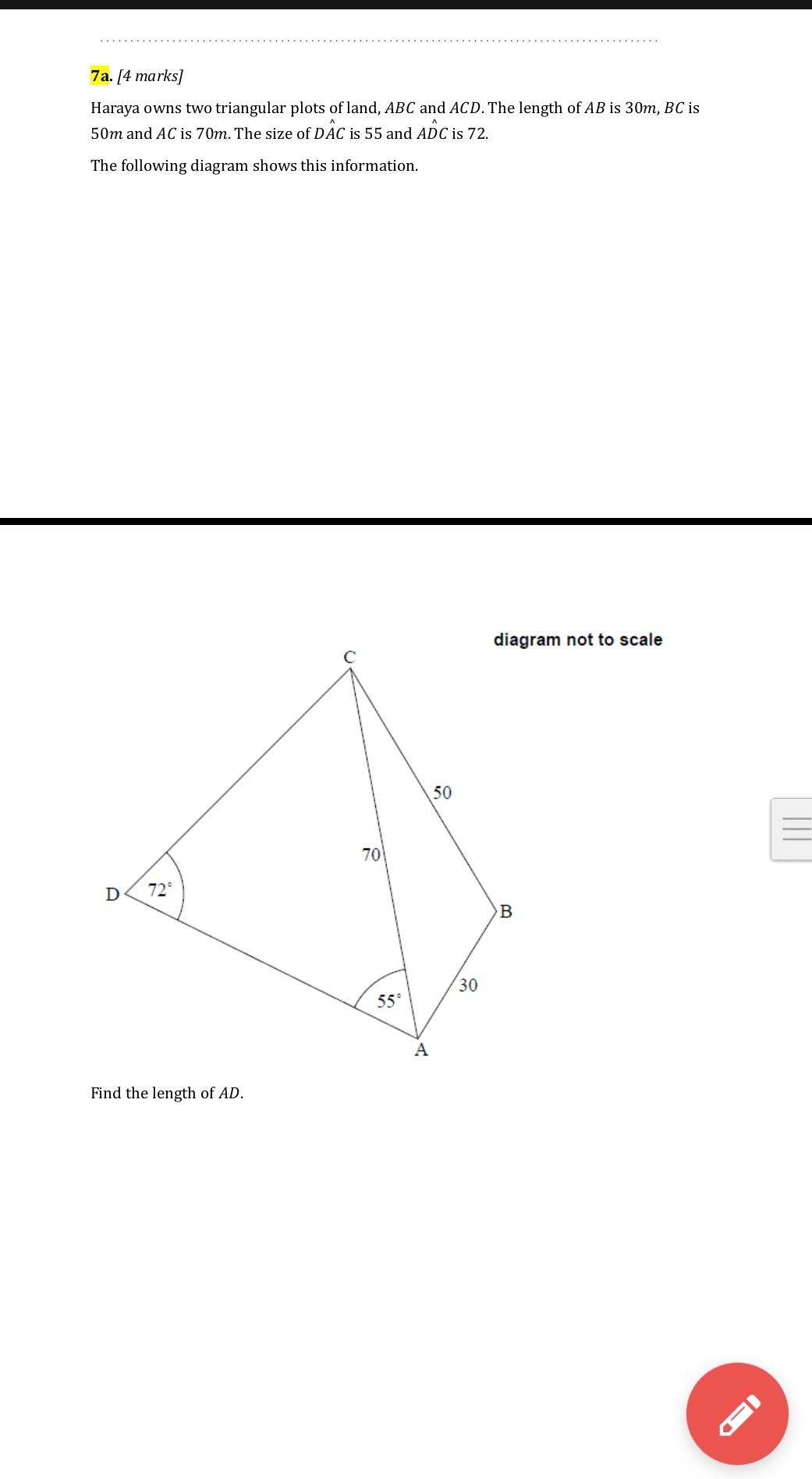 Solved 7a. [4 marks] Haraya owns two triangular plots of | Chegg.com
