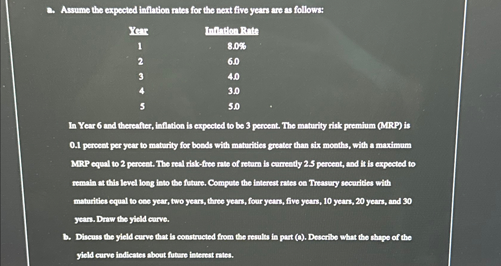 Solved a. ﻿Assume the expected infiation rates for the next | Chegg.com