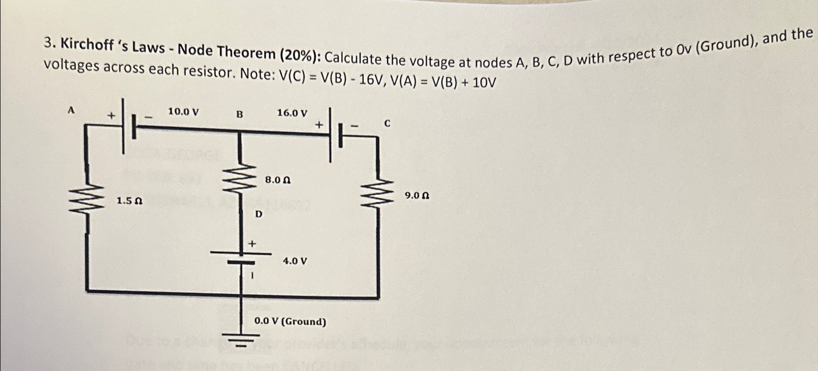 Solved Kirchoff 's Laws - ﻿Node Theorem (20%): Calculate the | Chegg.com