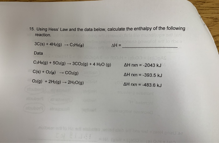 Solved 15. Using Hess' Law and the data below, calculate the | Chegg.com