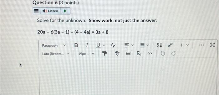 Solved Solve for the unknown. Show work, not just the | Chegg.com