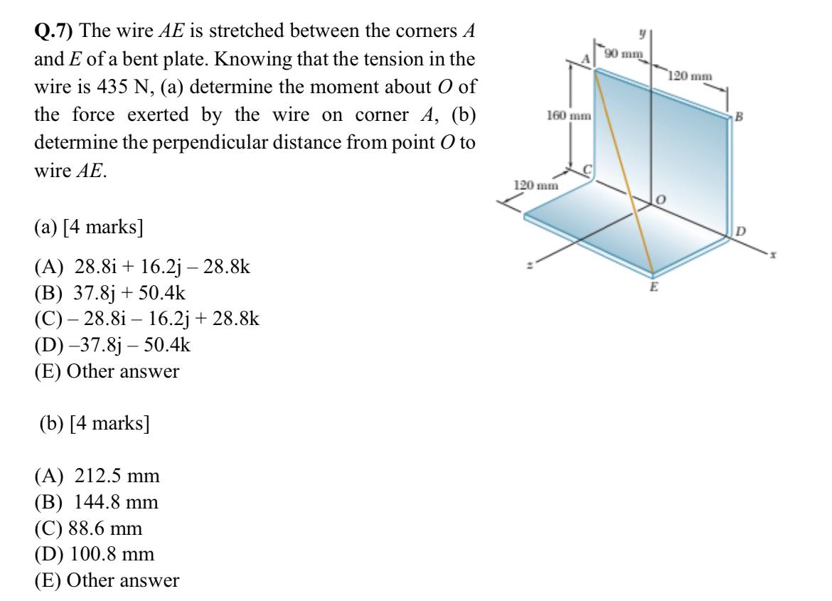 Solved Q.7AE is ﻿stretched between the corners Aand E of ﻿a | Chegg.com