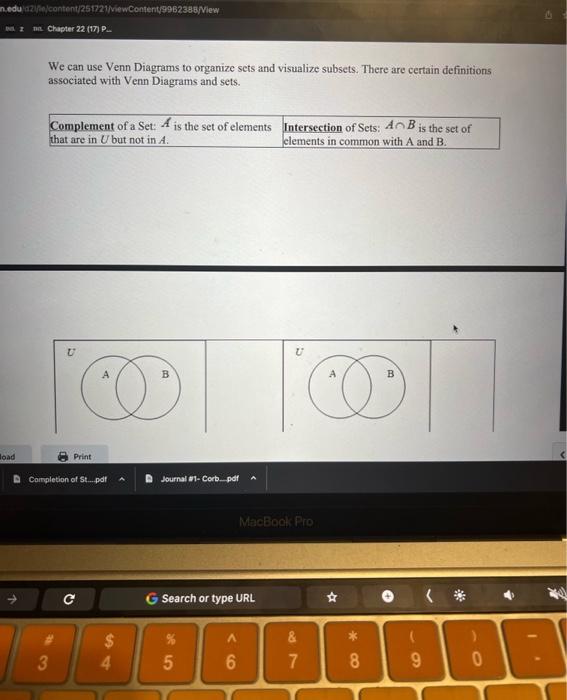 Solved We can use Venn Diagrams to organize sets and | Chegg.com