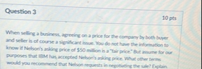 Solved Question 310 ﻿ptsWhen selling a business, agreeing on | Chegg.com