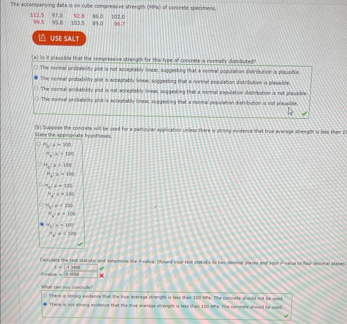 Solved The accompanying data is on cube compressive strength | Chegg.com