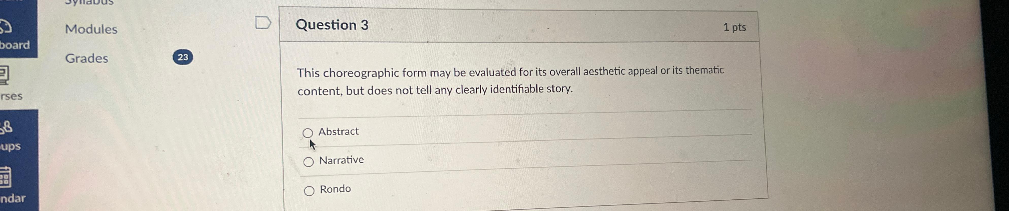 Solved ModulesQuestion 31 ﻿ptsGrades23This choreographic | Chegg.com