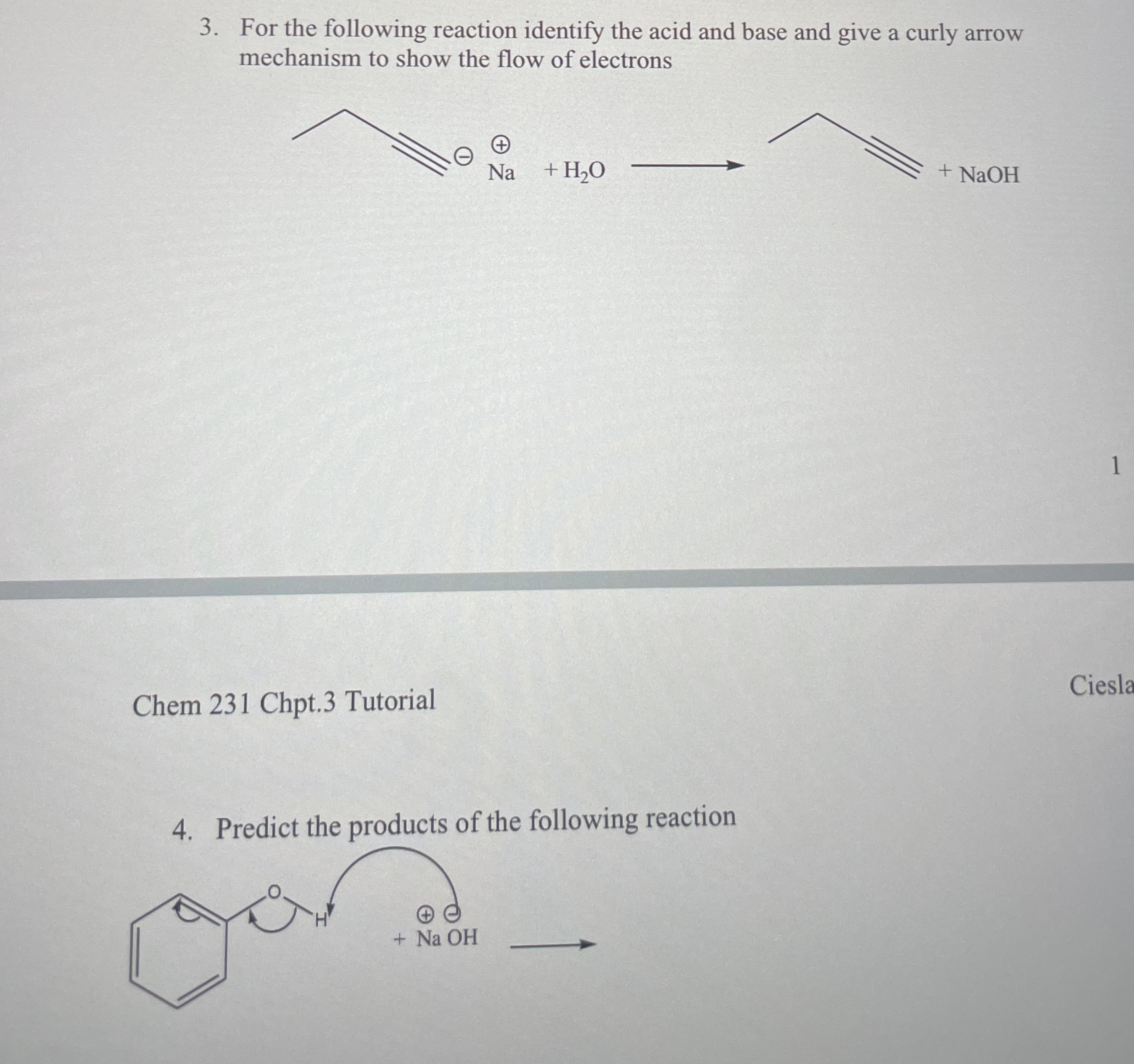 Solved 3. ﻿For the following reaction identify the acid and | Chegg.com