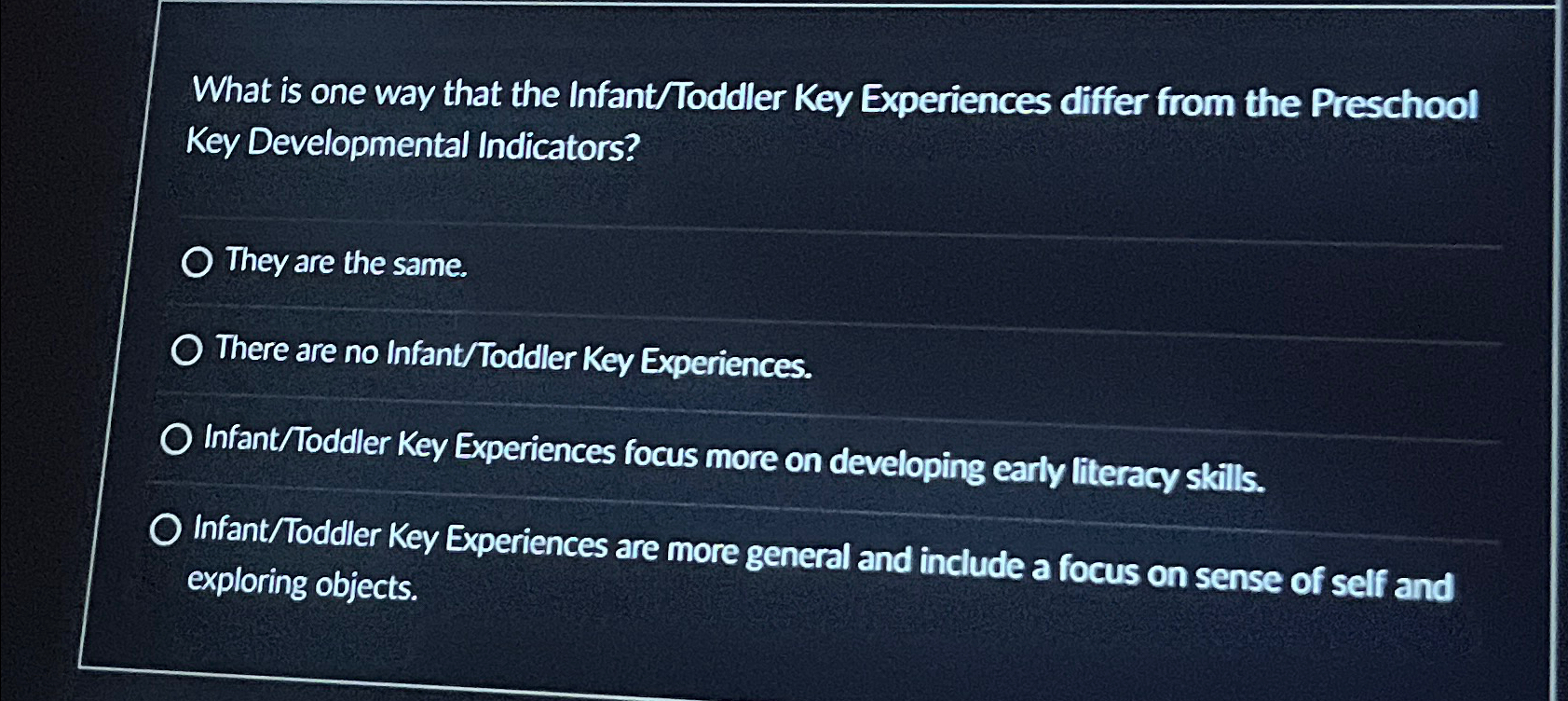 Solved What is one way that the Infant/Toddler Key | Chegg.com