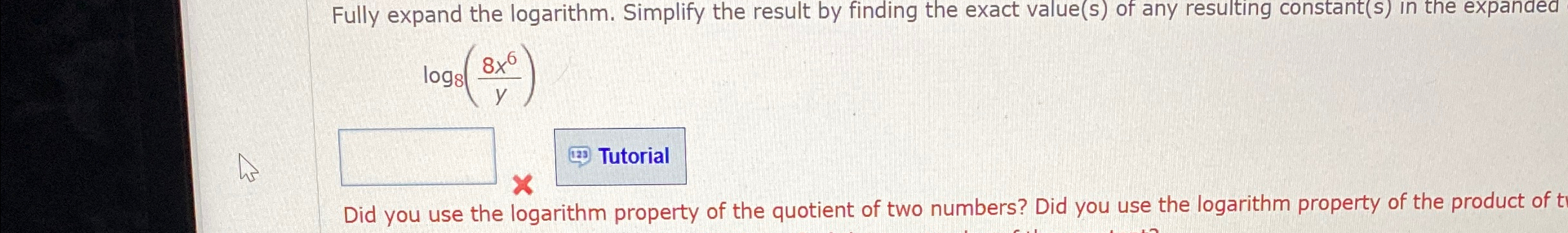 Solved Fully expand the logarithm. Simplify the result by | Chegg.com