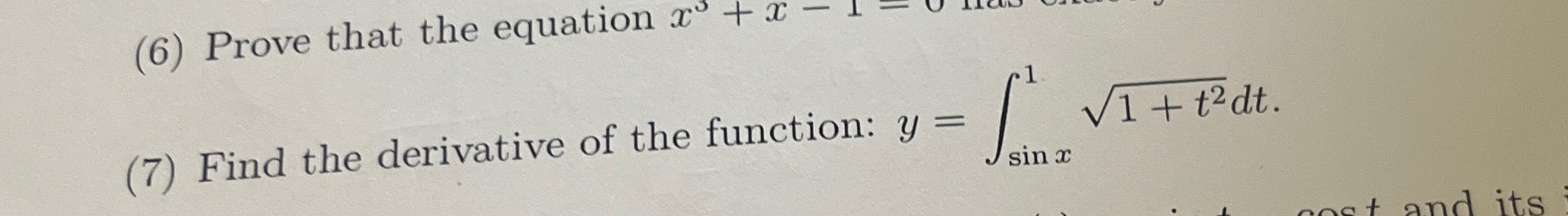 Solved (7) ﻿Find the derivative of the function: | Chegg.com
