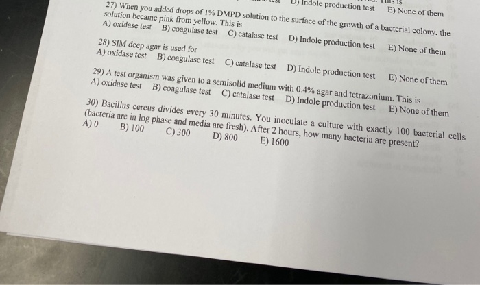 Solved 27) When you added drops of 1% DMPD solution to the | Chegg.com