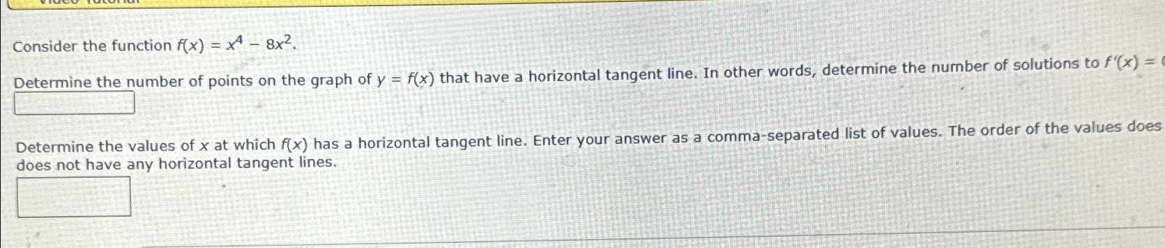 Solved Consider The Function F X X4 8x2 Determine The