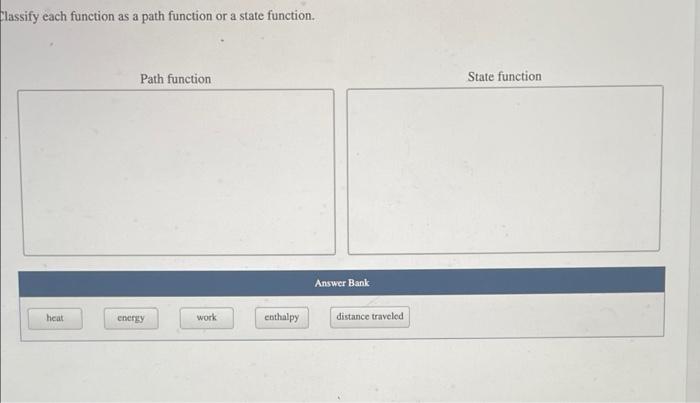 Solved Lassify Each Function As A Path Function Or A State 