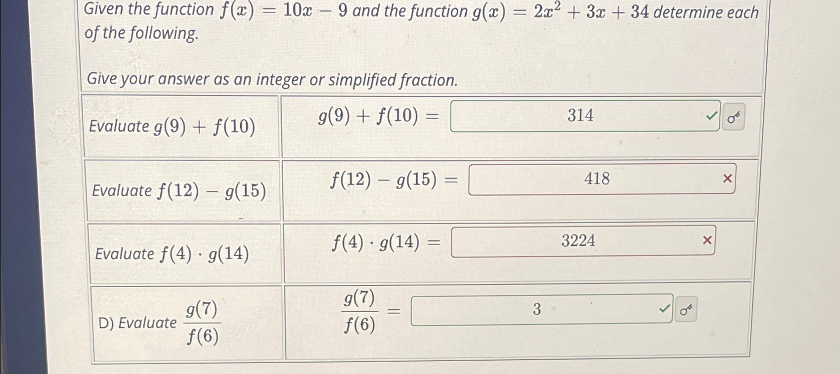 Solved Given the function f(x)=10x-9 ﻿and the function | Chegg.com