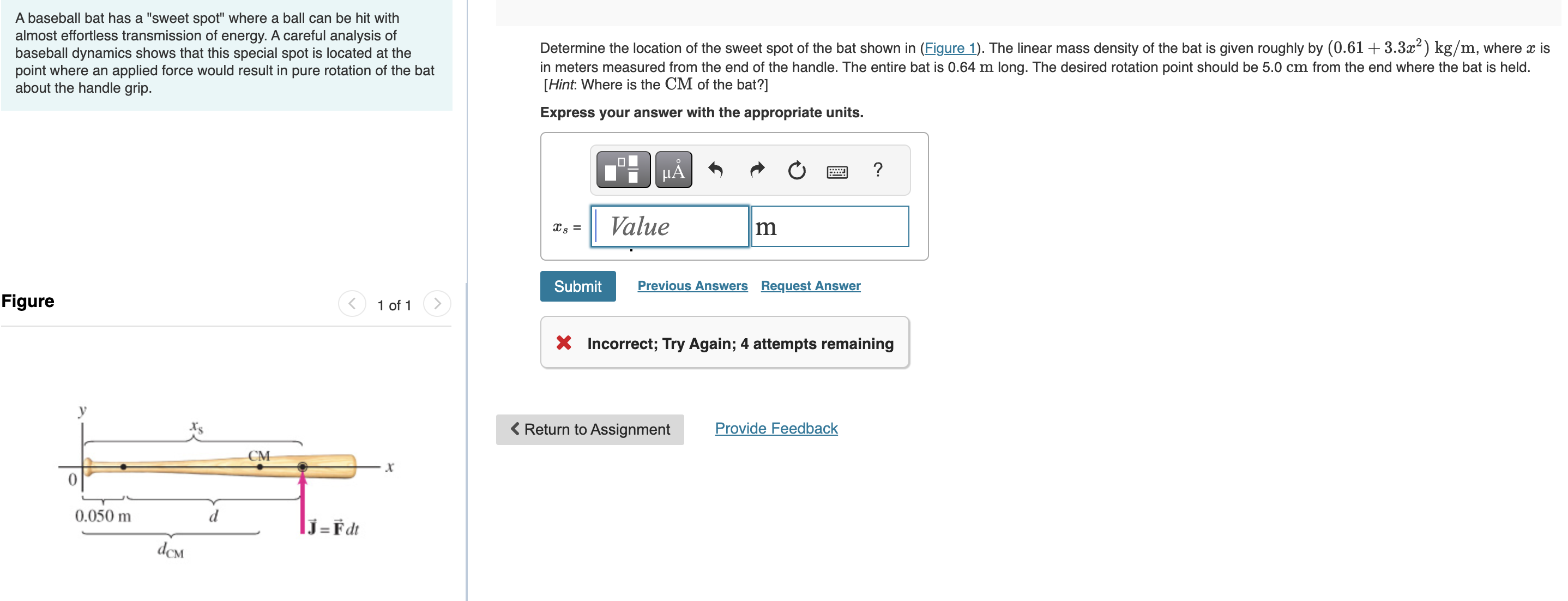 Solved by an EXPERT A baseball bat has a "sweet spot" where a ball can be | Chegg.com