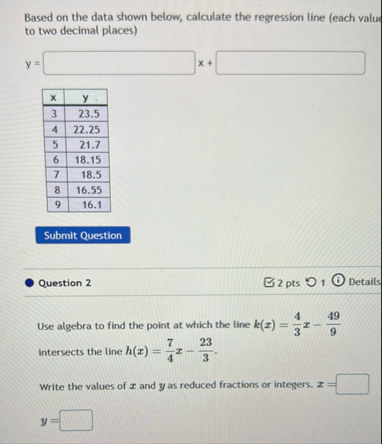 Solved Based on the data shown below, calculate the | Chegg.com