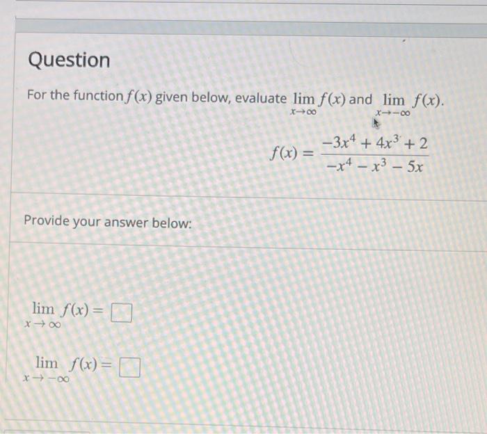 Solved Question For the function f(x) given below, evaluate | Chegg.com