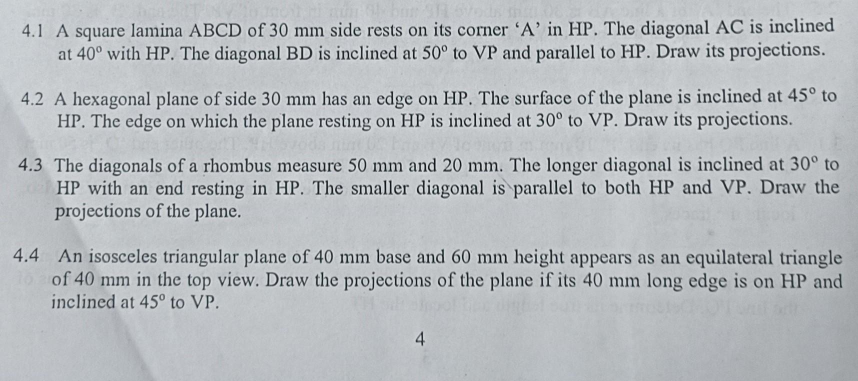 4.1 A square lamina ABCD of 30 mm side rests on its | Chegg.com