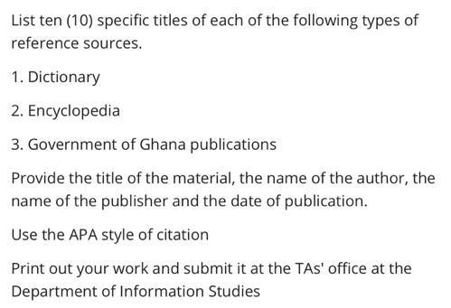 Solved List ten (10) specific titles of each of the | Chegg.com