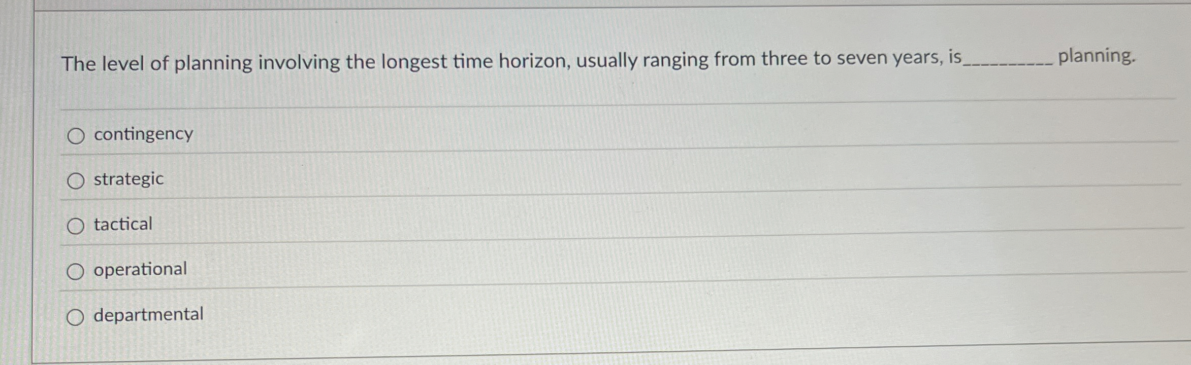 Solved The level of planning involving the longest time | Chegg.com