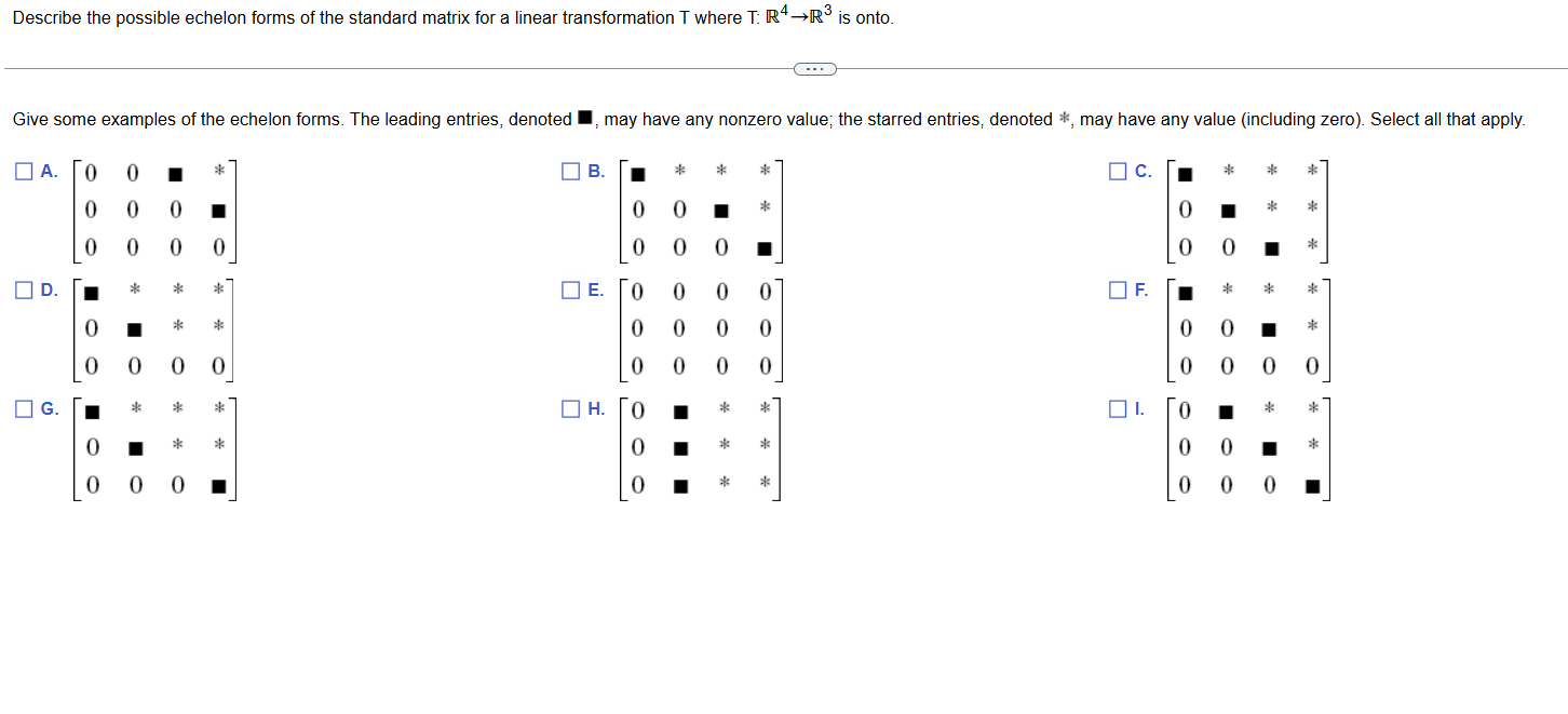 Solved Describe the possible echelon forms of ﻿the standard | Chegg.com