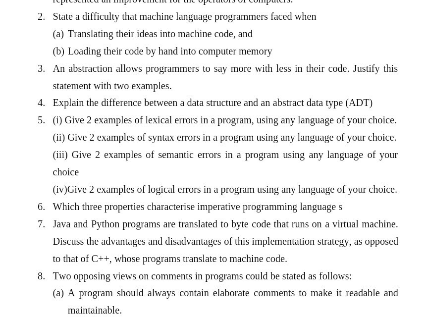 Solved 2. State a difficulty that machine language | Chegg.com